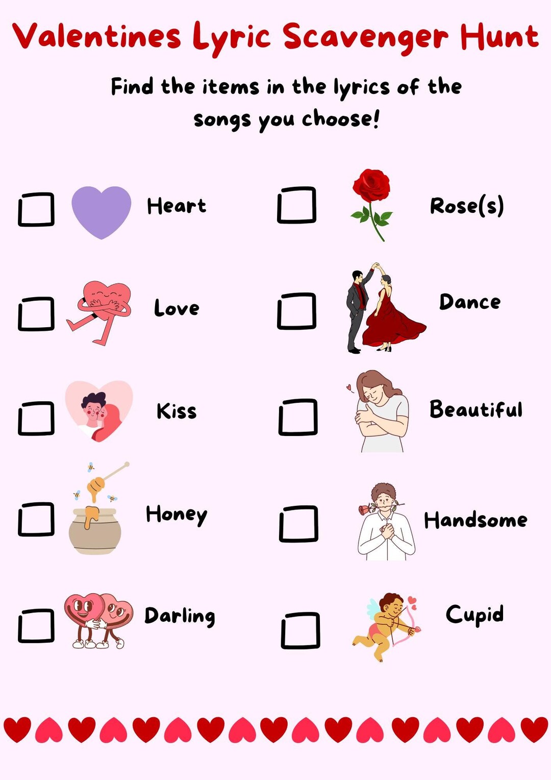 Valentines Music Therapy Lyric Scavenger Hunt Intervention, Music ...