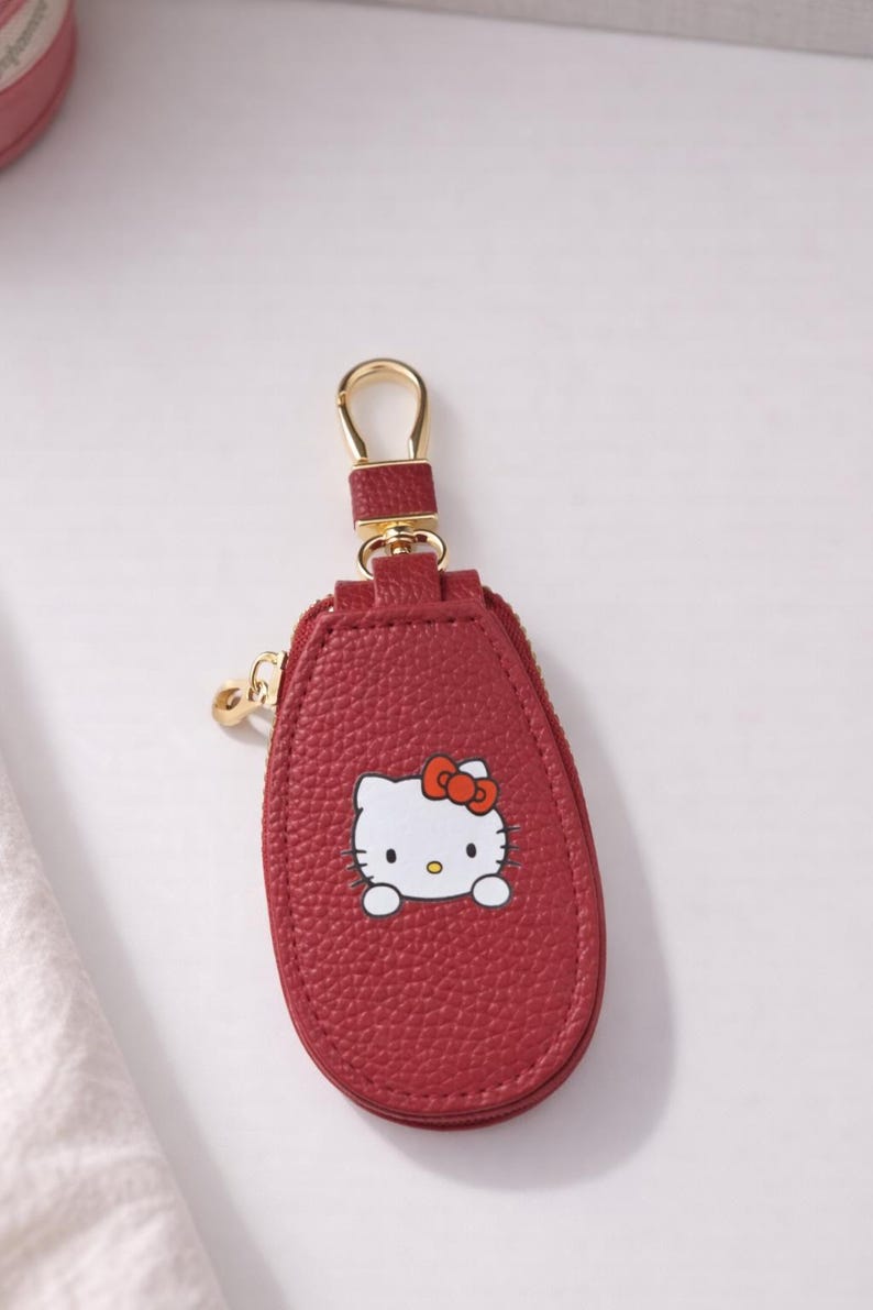 Kawaii Faux Leather Key Pouch, Cute Hello Kitty Style Key Case ...