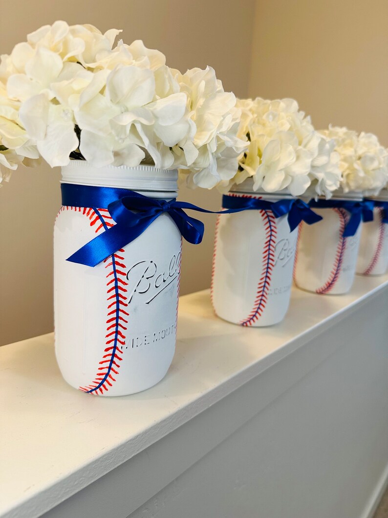 Baseball Mason Jar, Baseball Birthday Decorations, Wedding Centerpiece ...