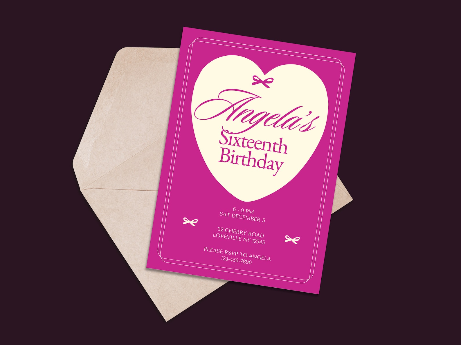 Editable Canva Invitation Template | Pink, Elegant, Vintage-style RSVP ...