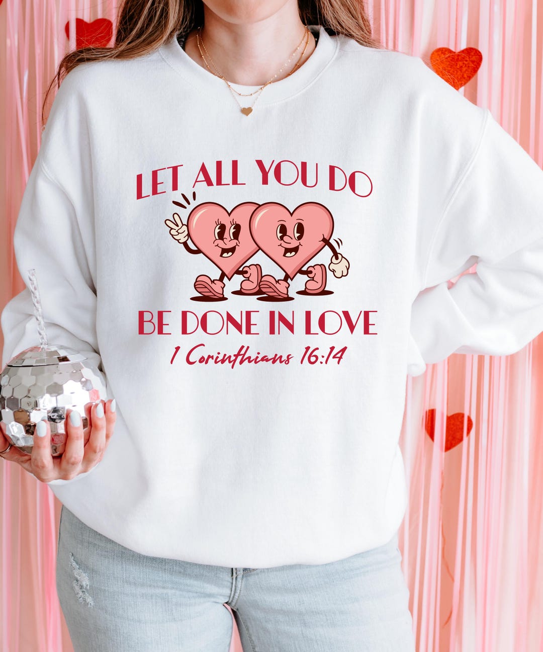Valentines Day Gift Heart Design Pullover Cute Valentine's Day Jumper ...