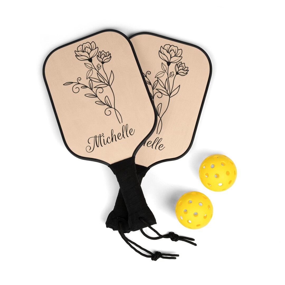 Pickleball Paddle, Custom Birth Flower Design, Pickleball Set ...