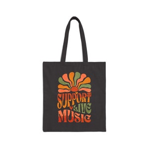 Support Live Music Canvas Tote Bag, Music Lover Eco-friendly Carryall ...
