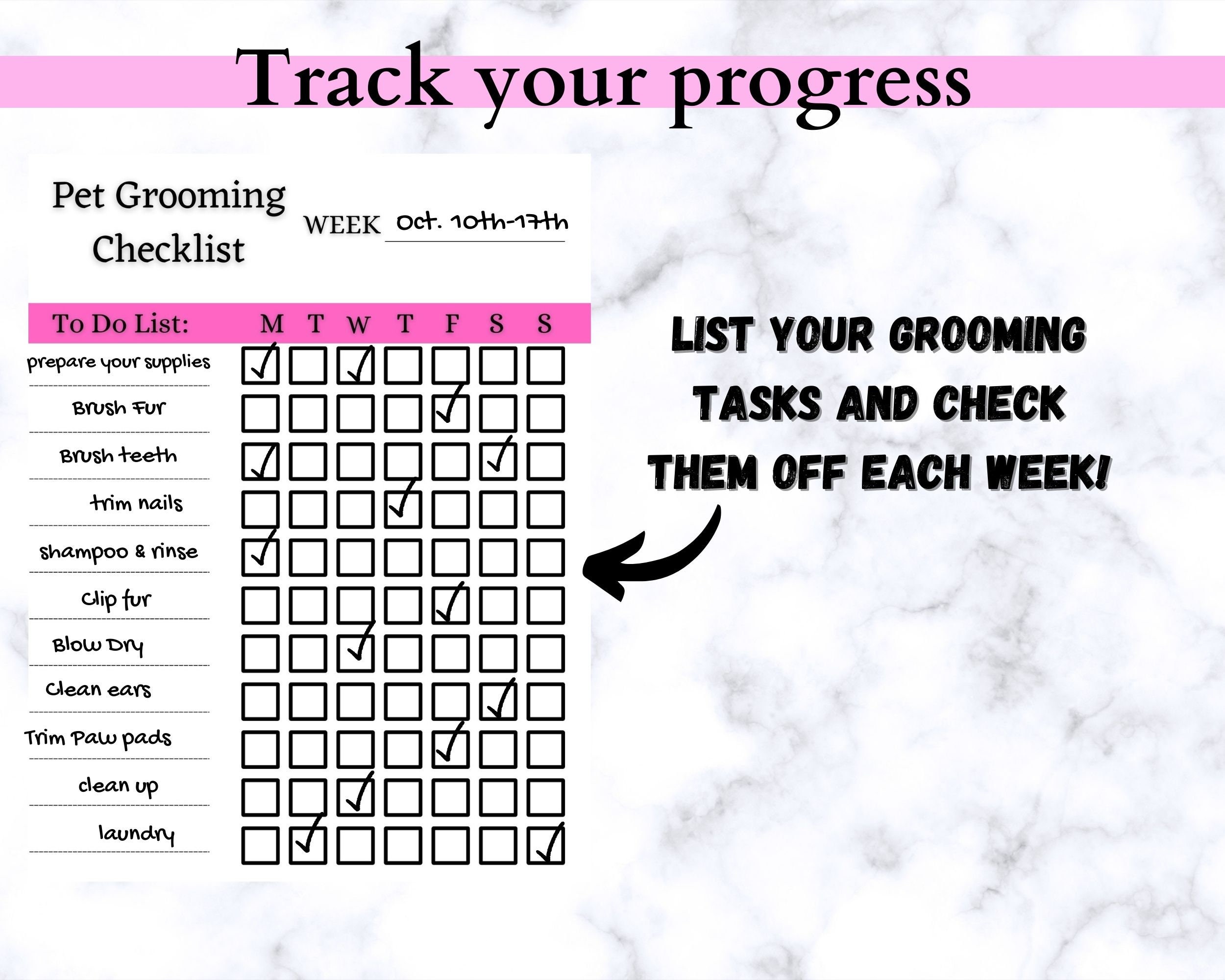 Pet Grooming Checklist, Daily Log Tasks, Pet Stylist Pricing Printable ...