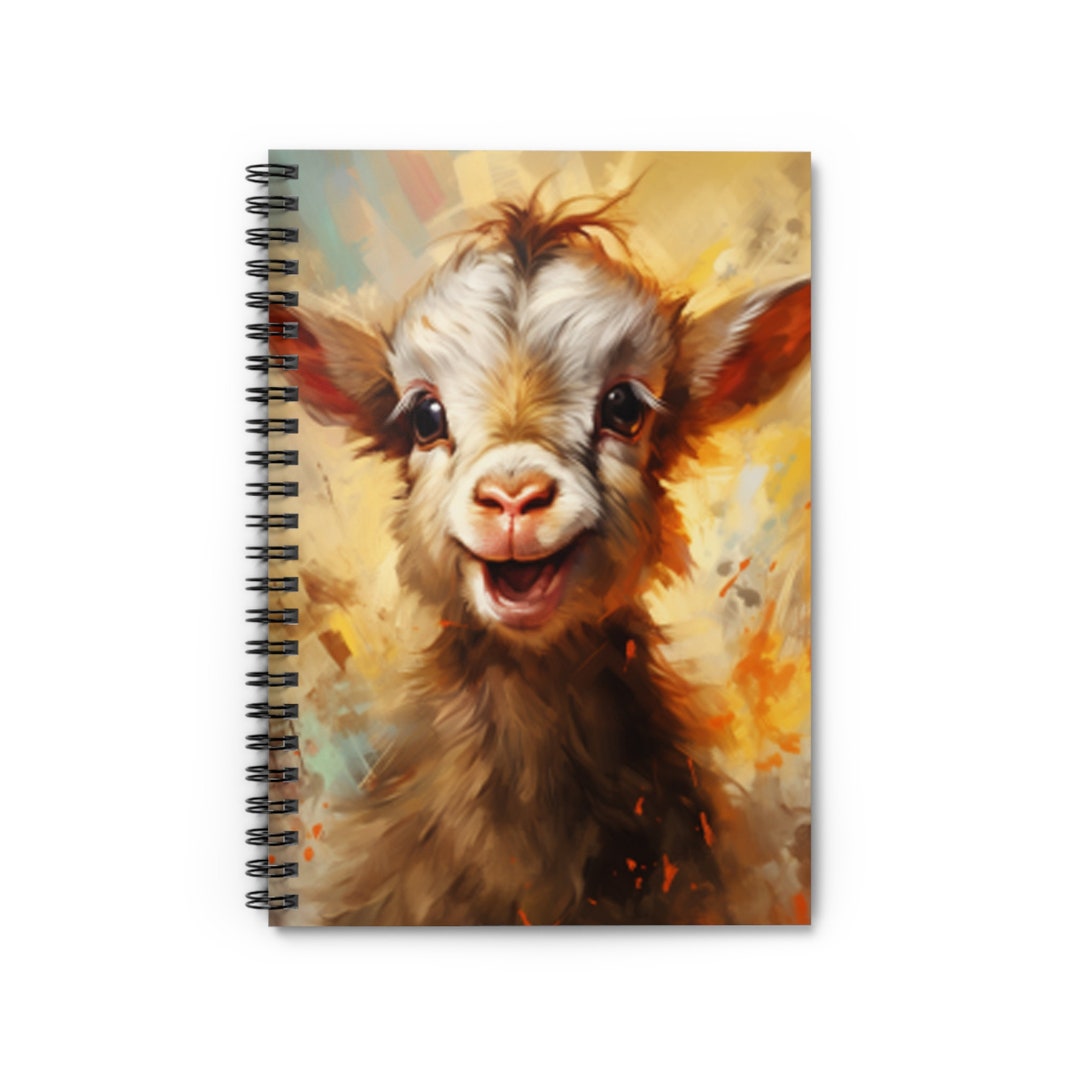 Watercolor Baby Goat, Spiral Notebook Ruled Line - Etsy