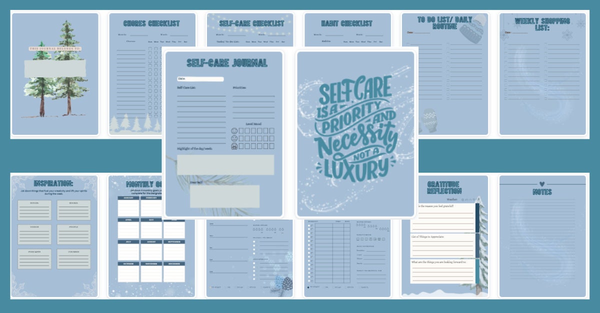 14- Page Self-care Journal | Healthy Lifestyle Printable | Winter ...