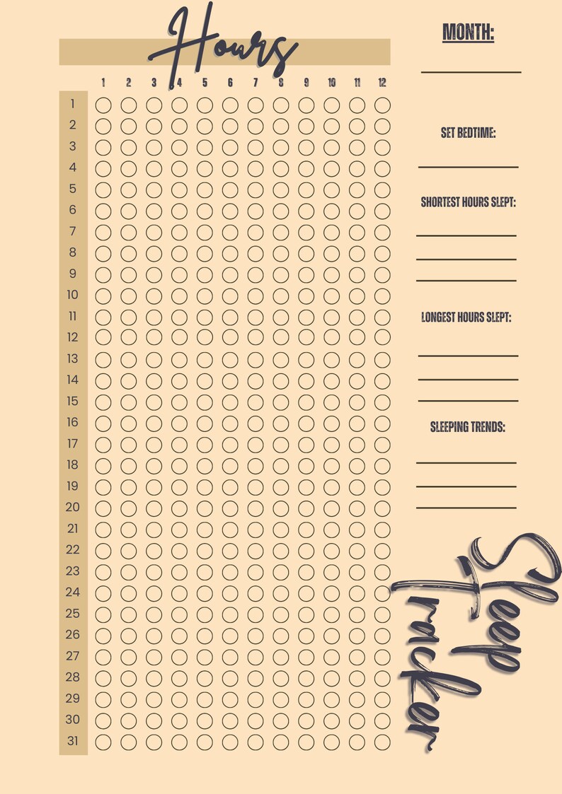 Sleep Tracker | Habit Tracker | Daily or Monthly Tracker | Digital ...