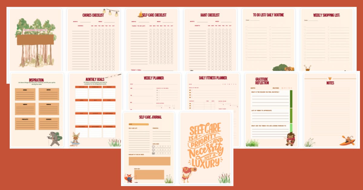 14- Page Self-care Journal | Healthy Lifestyle Printable | Nature ...