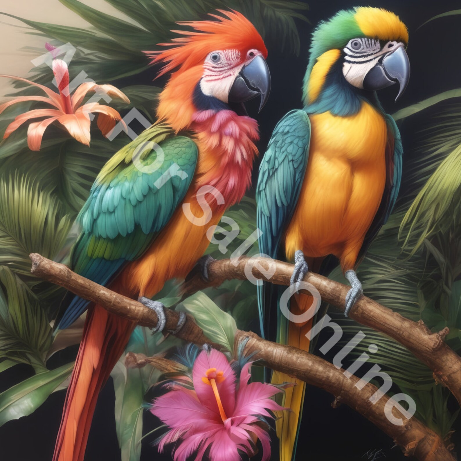 Parrots Clip Аrt PNG Format Commercial Use - Instant Download Exotic ...