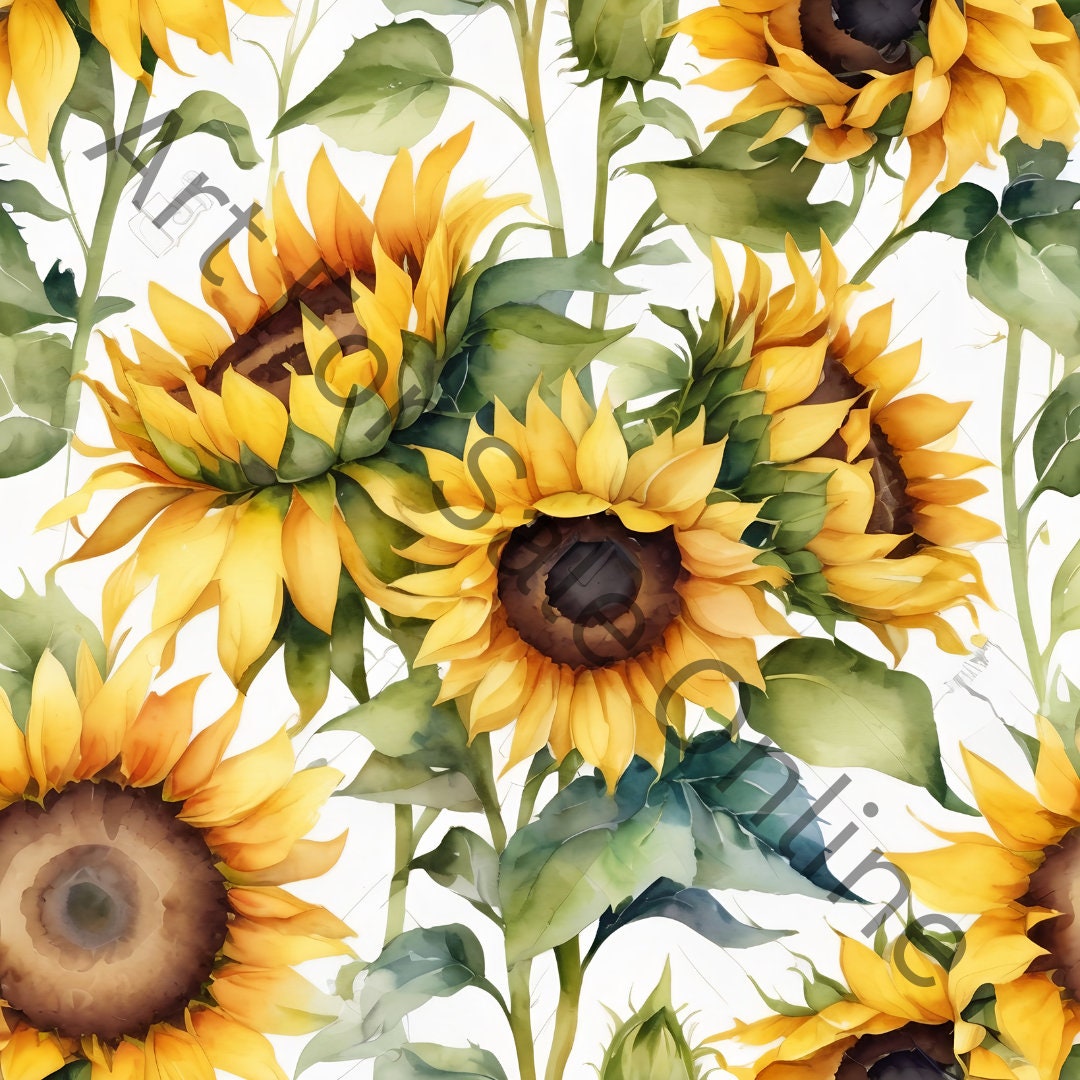 Watercolor Sunflowers Clipart in PNG Format for Commercial Use Instant ...