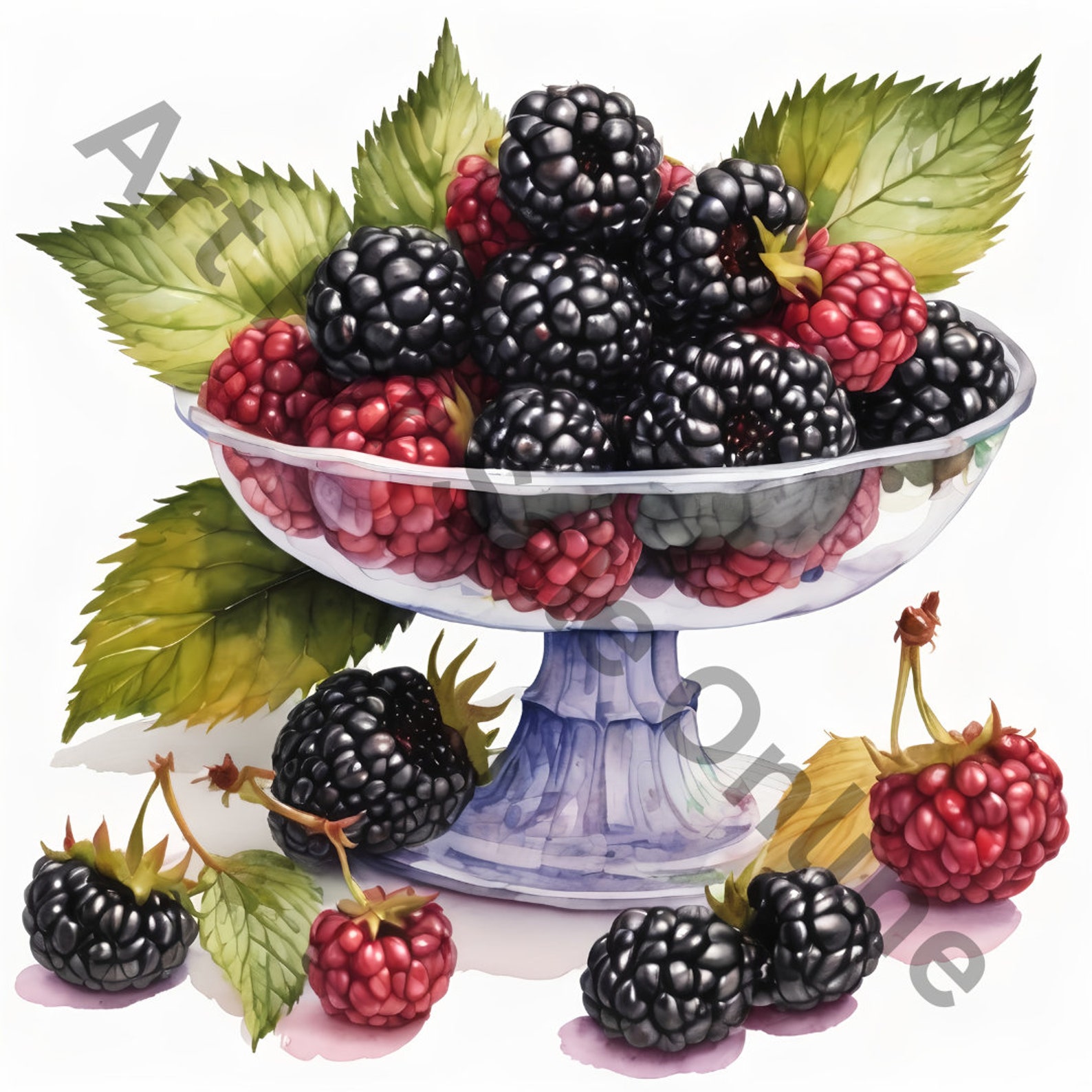 Watercolor Blackberries Clipart PNG Format Commercial Use Instant ...