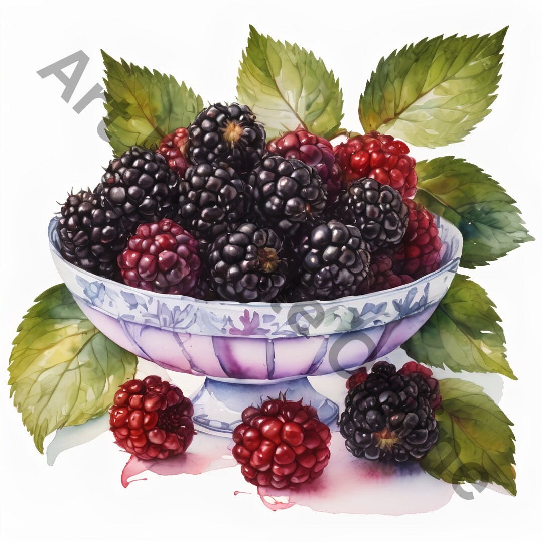 Watercolor Blackberries Clipart PNG Format Commercial Use Instant ...