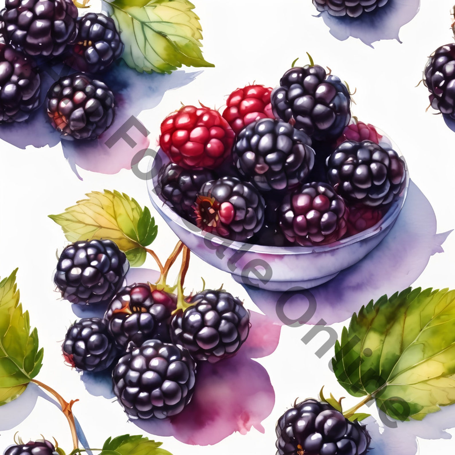 Watercolor Blackberries Clipart PNG Format Commercial Use Instant ...