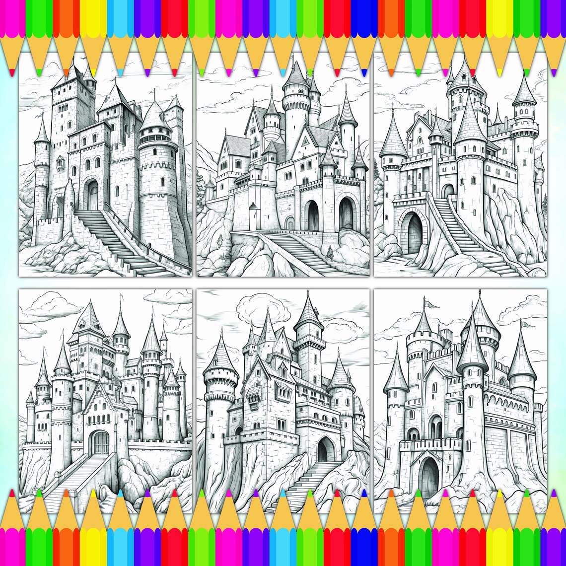 Immersive Medieval Castle Coloring Pages : Relaxing Page Relax and ...