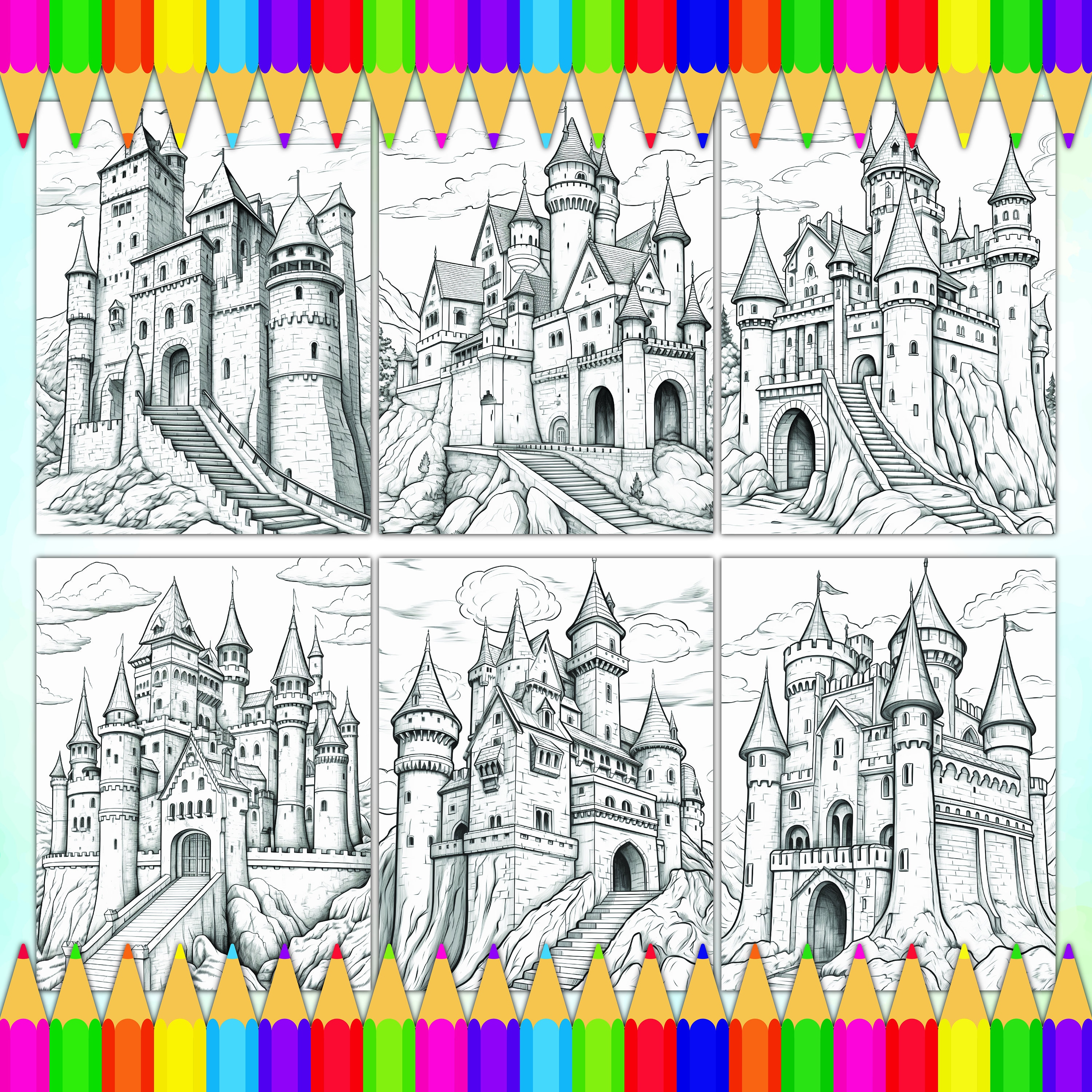 Immersive Medieval Castle Coloring Pages : Relaxing Page Relax and ...