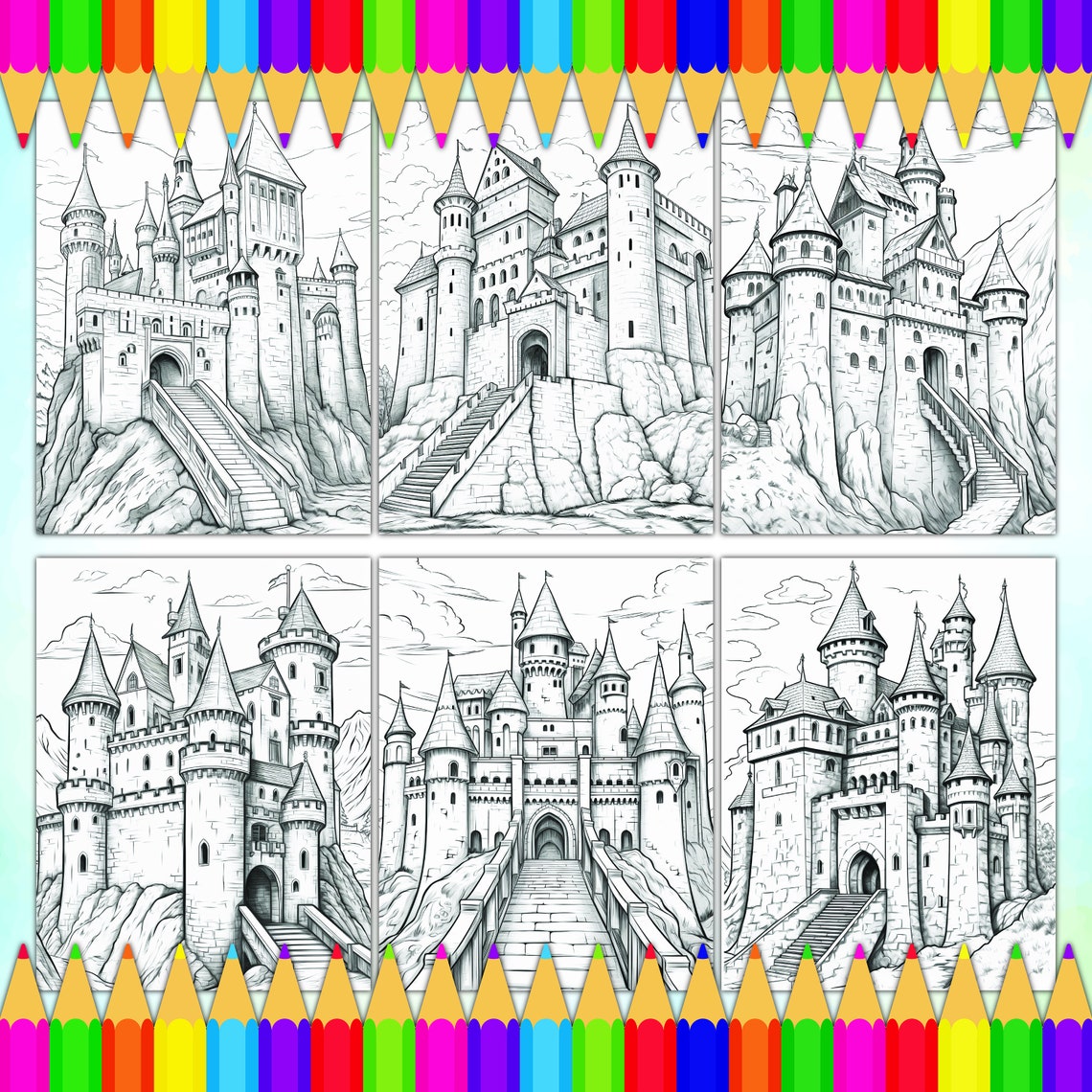 Immersive Medieval Castle Coloring Pages : Relaxing Page Relax and ...