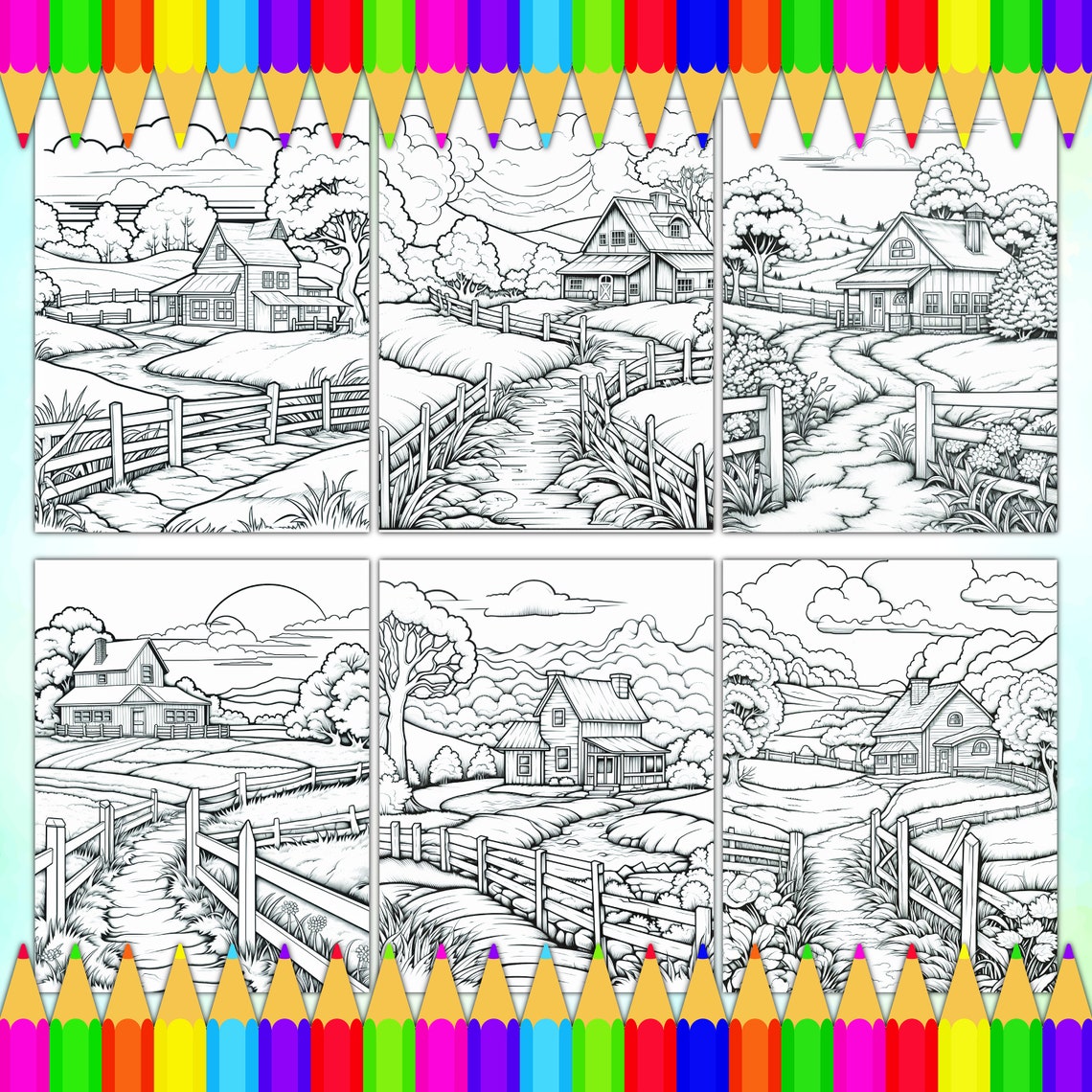 Country Scenes Coloring Pages : Relaxing Page Reclaim Your Peace ...