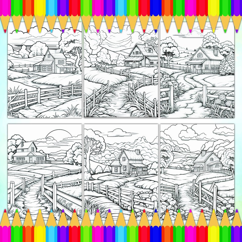 Country Scenes Coloring Pages : Relaxing Page Reclaim Your Peace ...