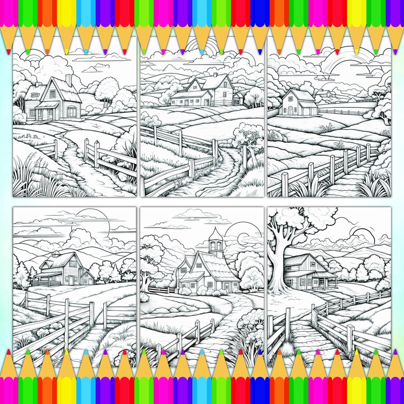 Country Scenes Coloring Pages : Relaxing Page Reclaim Your Peace ...