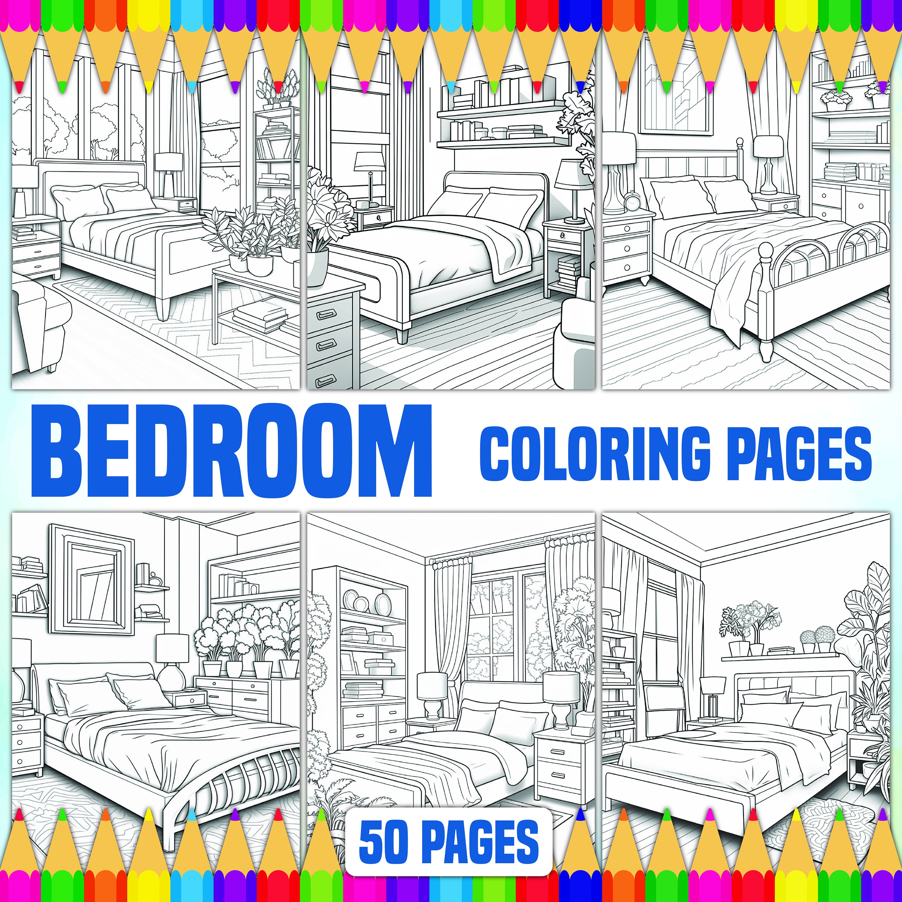 Bedroom Coloring Pages : Relaxing Page Find Your Inner Calm - Beautiful ...