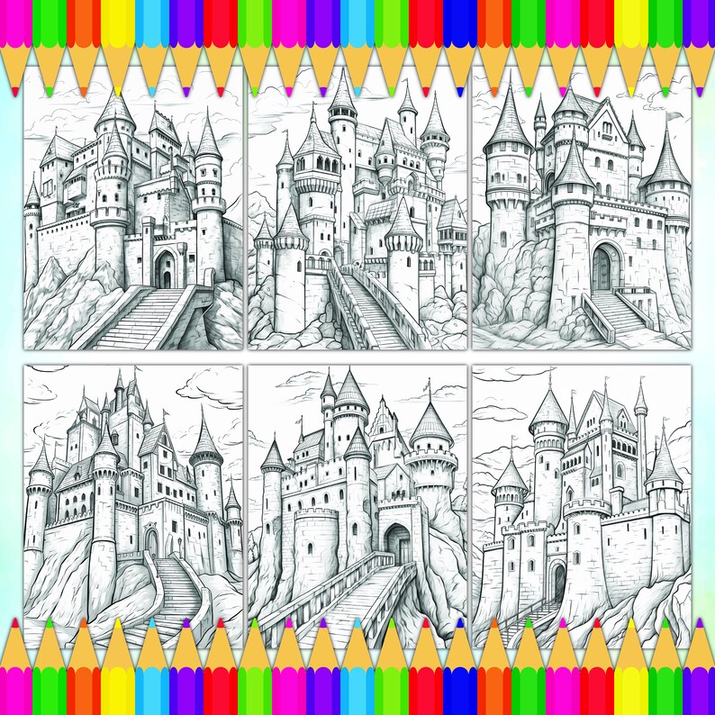 Immersive Medieval Castle Coloring Pages : Relaxing Page Relax and ...