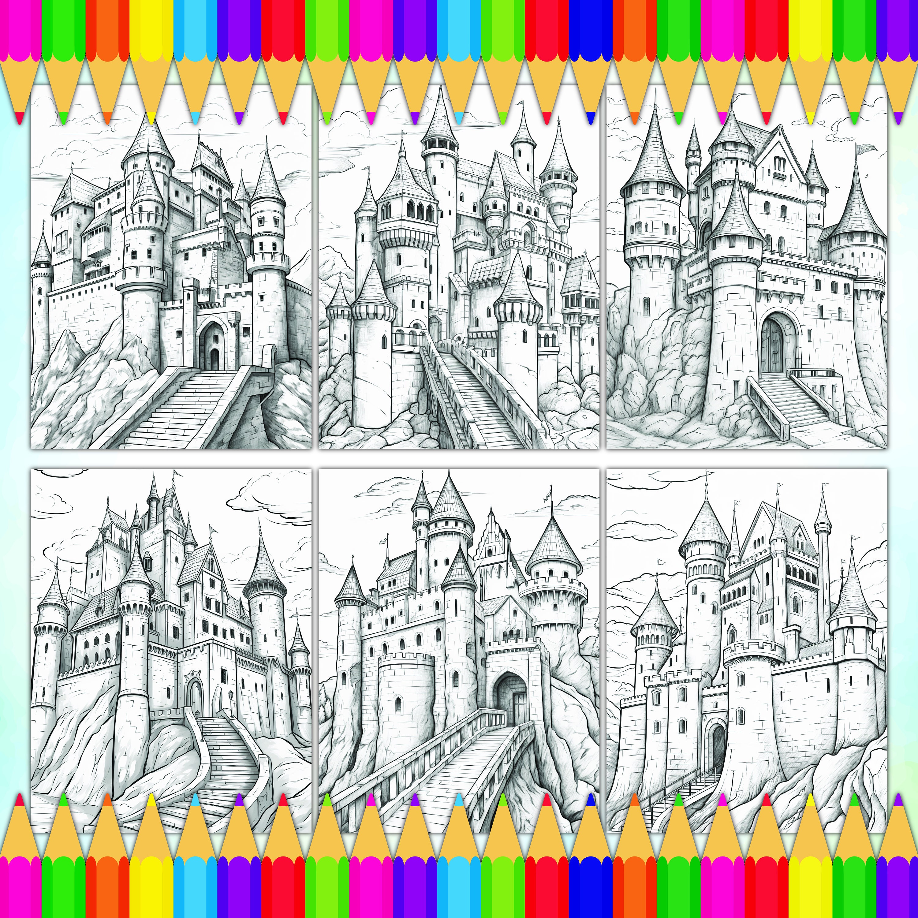 Immersive Medieval Castle Coloring Pages : Relaxing Page Relax and ...