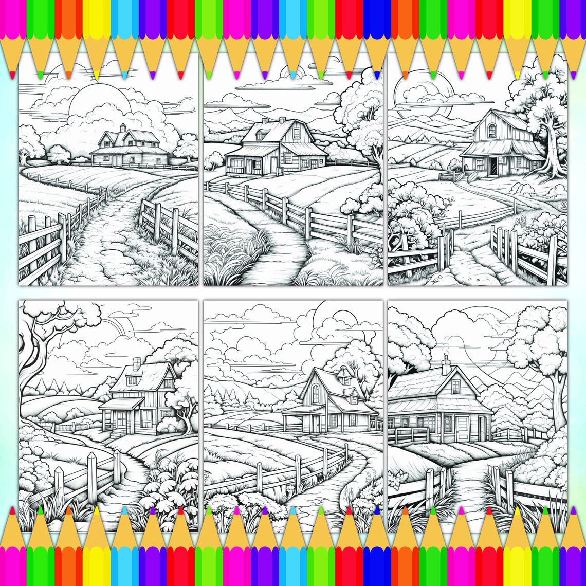 Country Scenes Coloring Pages : Relaxing Page Reclaim Your Peace ...