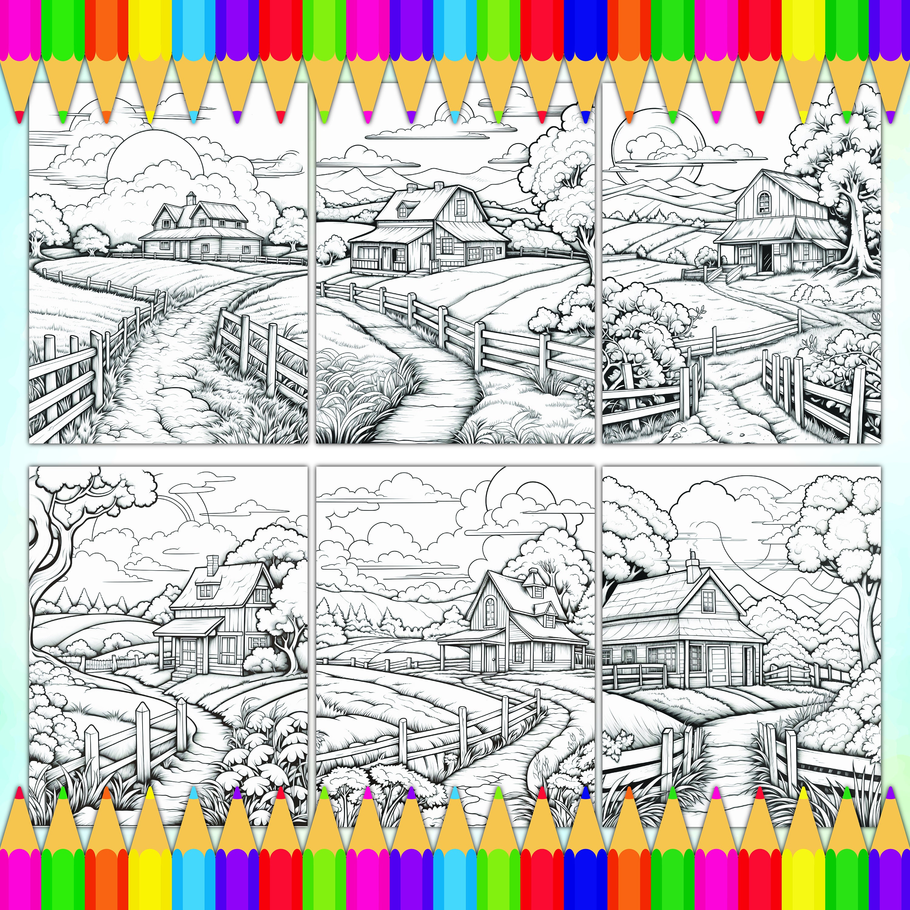 Country Scenes Coloring Pages : Relaxing Page Reclaim Your Peace ...