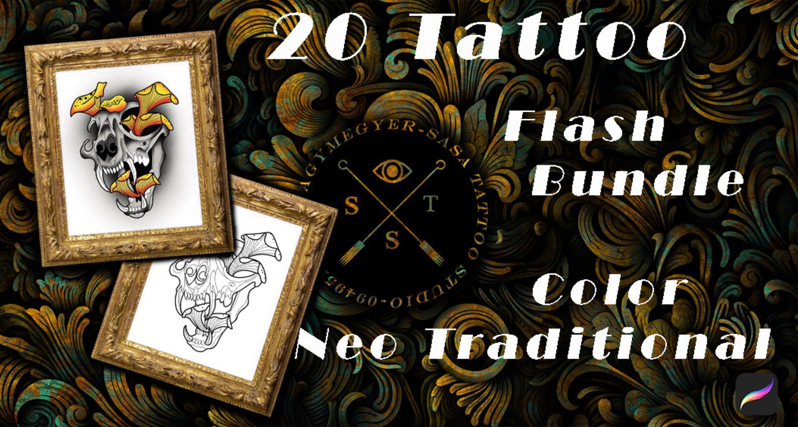 Procreate Tattoo Flash Bundle | Procreate Stamps | Procreate Stencil ...