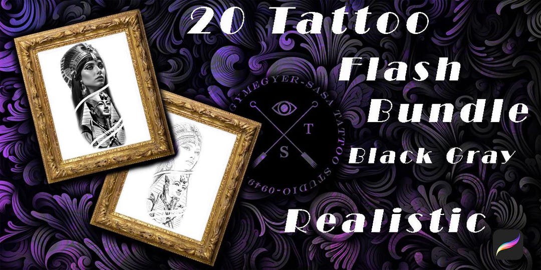Procreate Tattoo Flash Bundle Procreate Stamps Procreate Stencil Tattoo ...