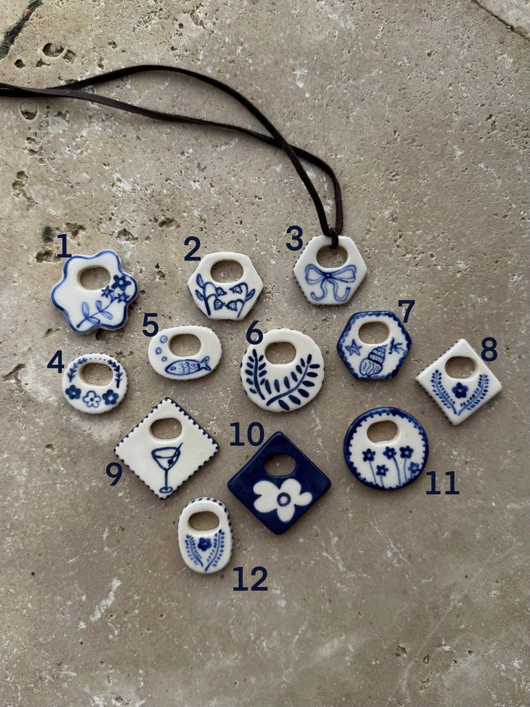 Handpainted Ceramic Charm Pendant • Ceramic Pendant • Handmade Necklace ...
