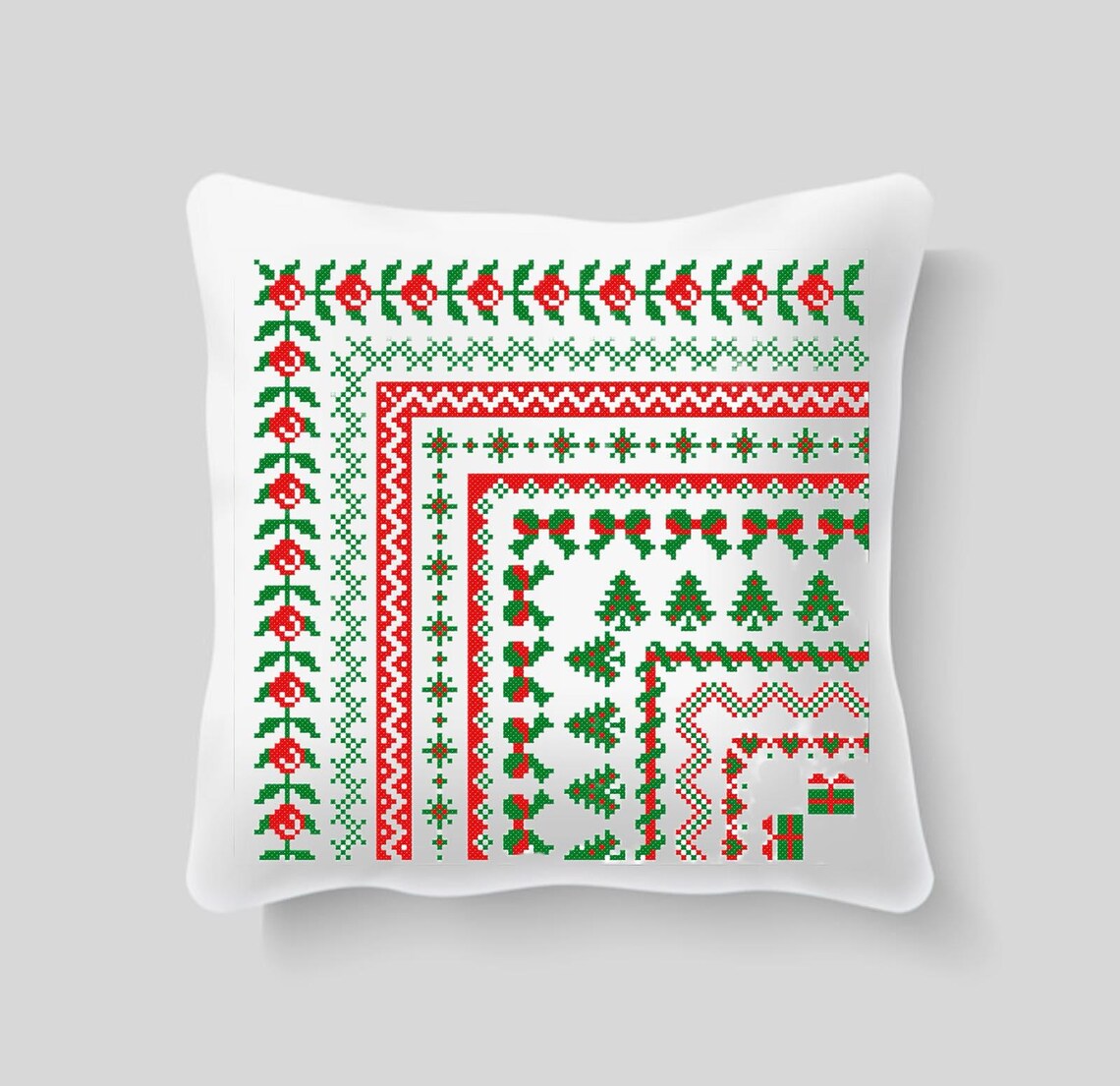 Christmas Border Cross Stitch Pattern, Cross Stitch Frames, Holiday ...