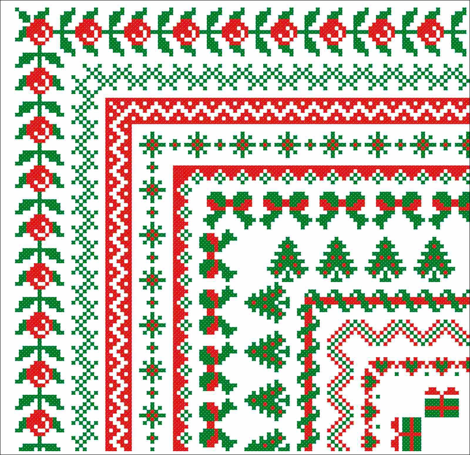 Christmas Border Cross Stitch Pattern, Cross Stitch Frames, Holiday ...