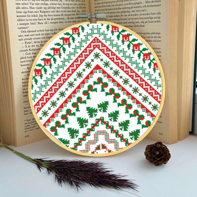Christmas Border Cross Stitch Pattern, Cross Stitch Frames, Holiday ...