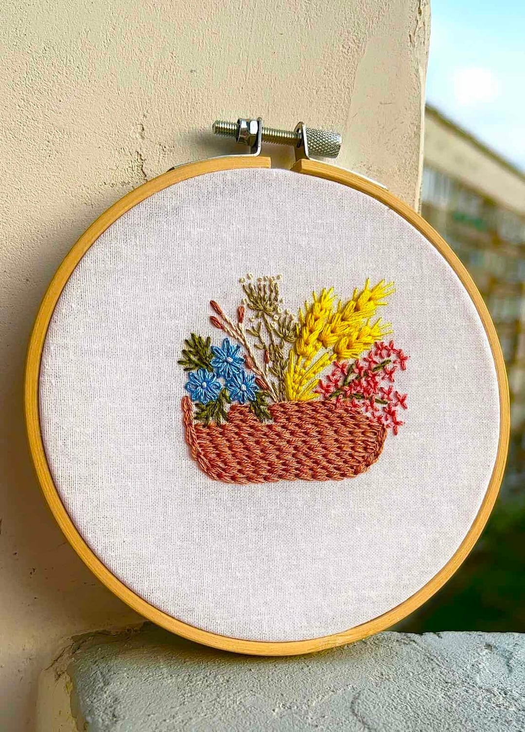 Basket With Flowers PDF Pattern + Tutorial, Floral Hand Embroidery ...