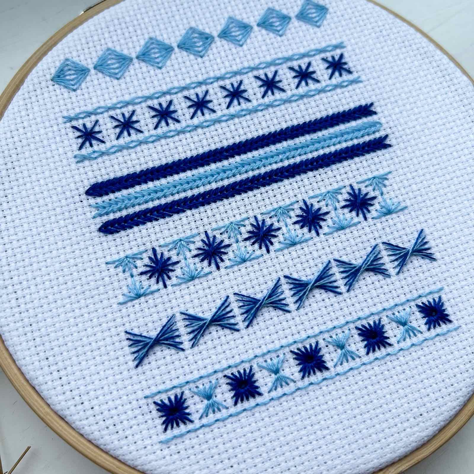 Blue Delft Cross Stitch Borders Pattern, 6 Geometric Border Design ...