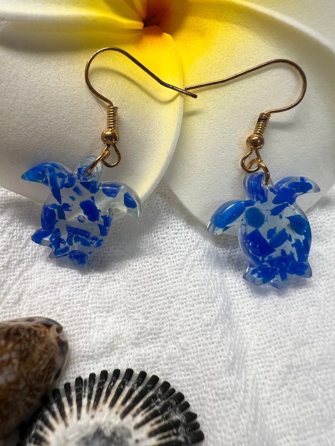 Recycled Hawaii Microplastic Sea Turtle Earrings Gold - Etsy