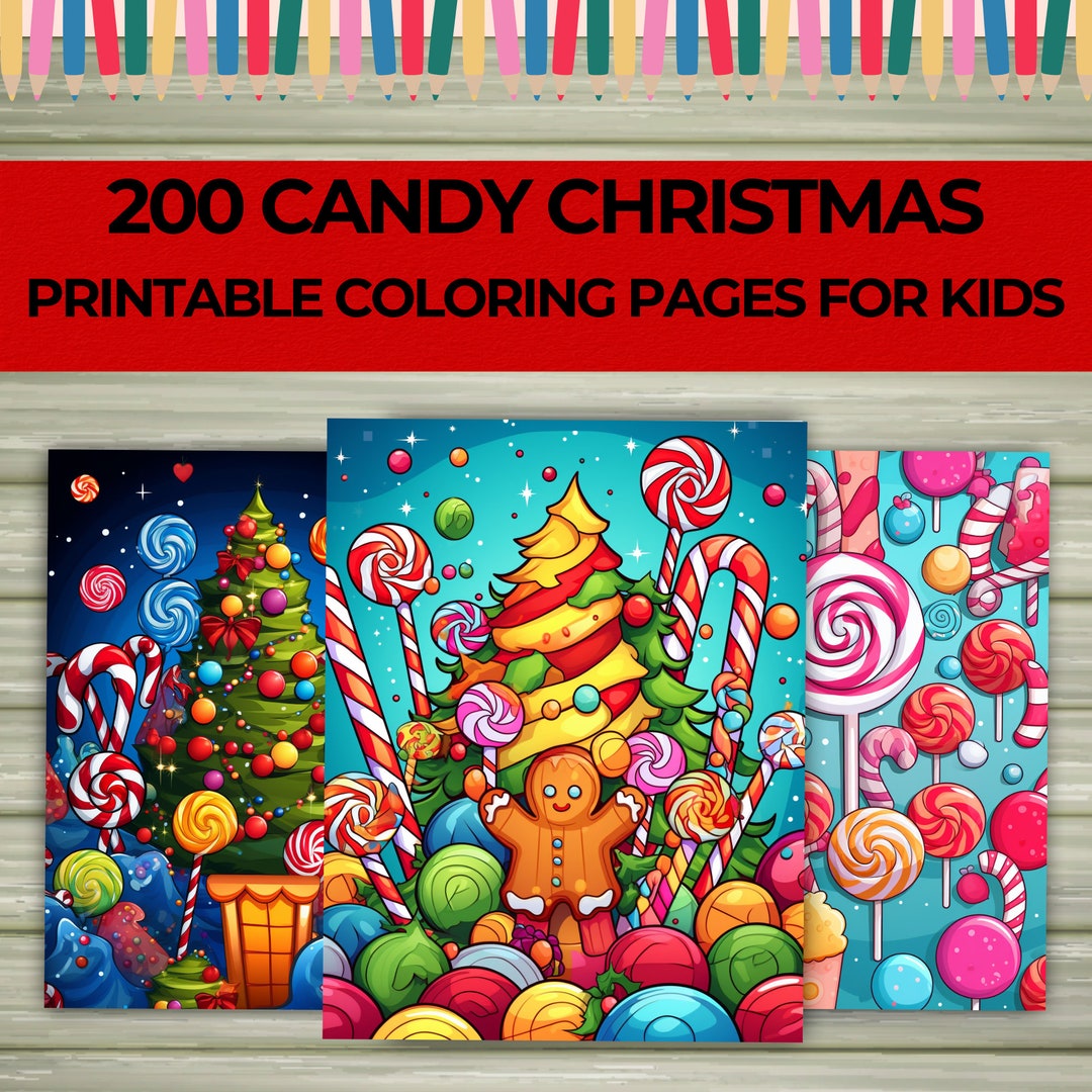 200 Candy Christmas Coloring Pages Printable for Kids Winter - Etsy UK