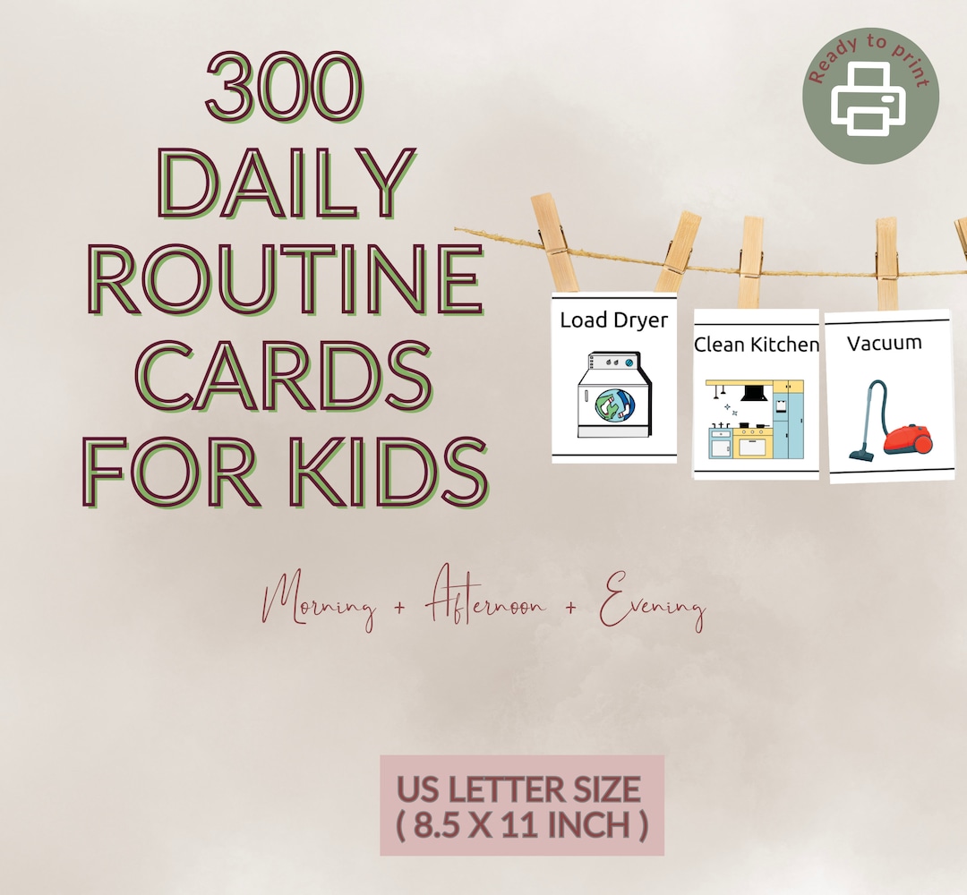Daily Routine Cards for Kids Routine Chart for Toddler Morning Evening ...