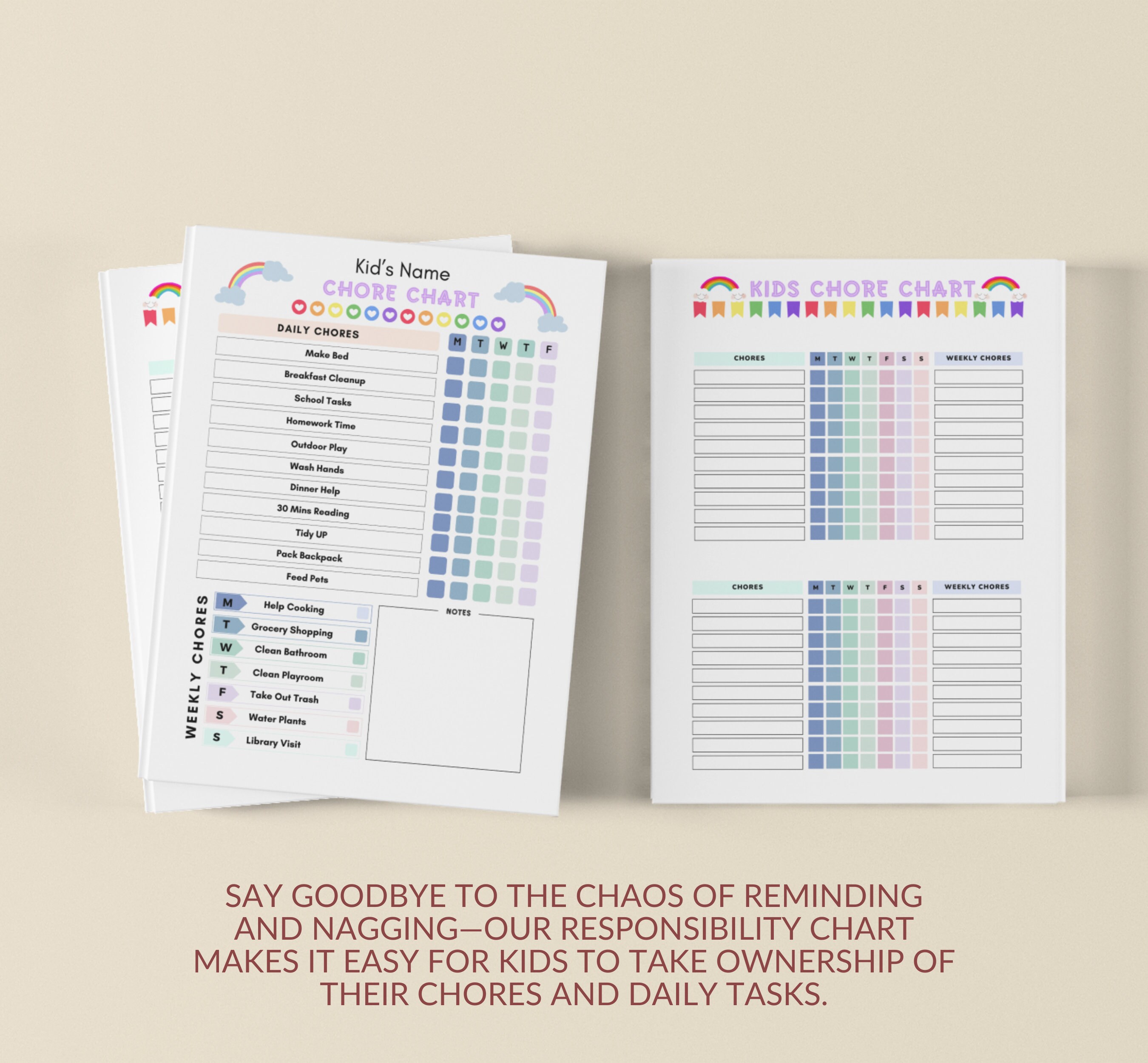 Printable Responsibility Chore Chart for Children Editable Kids Chore ...