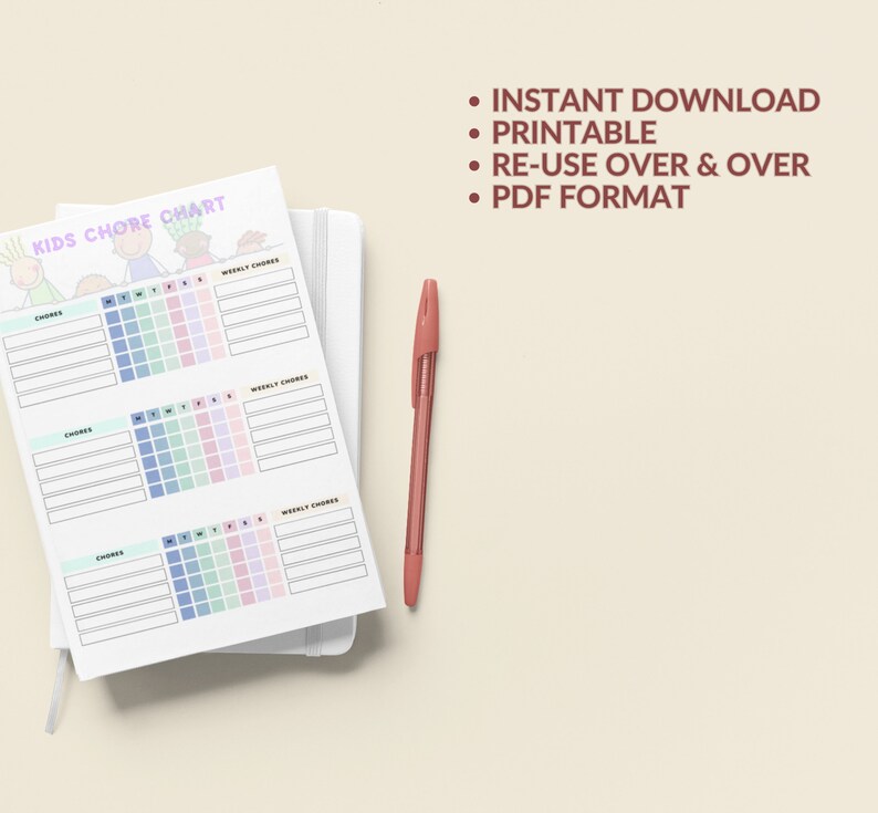 Printable Responsibility Chore Chart for Children Editable Kids Chore ...