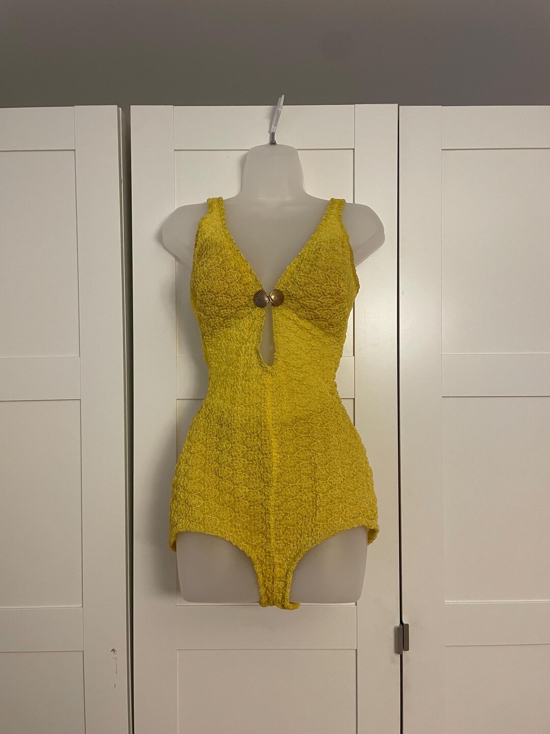 1960s Sheer Yellow One Piece With Shell Clasp Bathing Suit - Etsy
