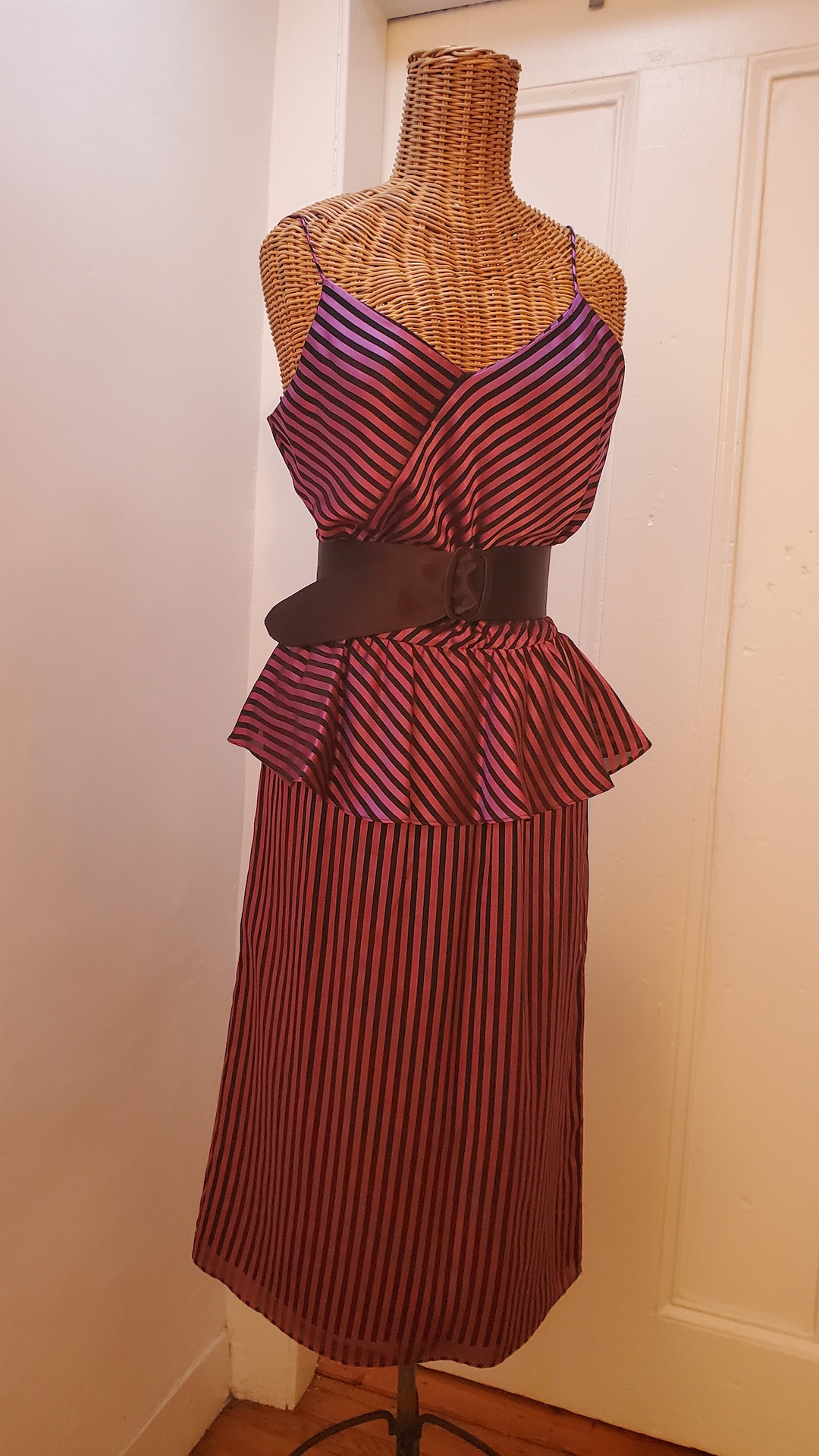Real Vintage Disco Sexy Late 70s/80s Plum Satin and Black Chiffon ...