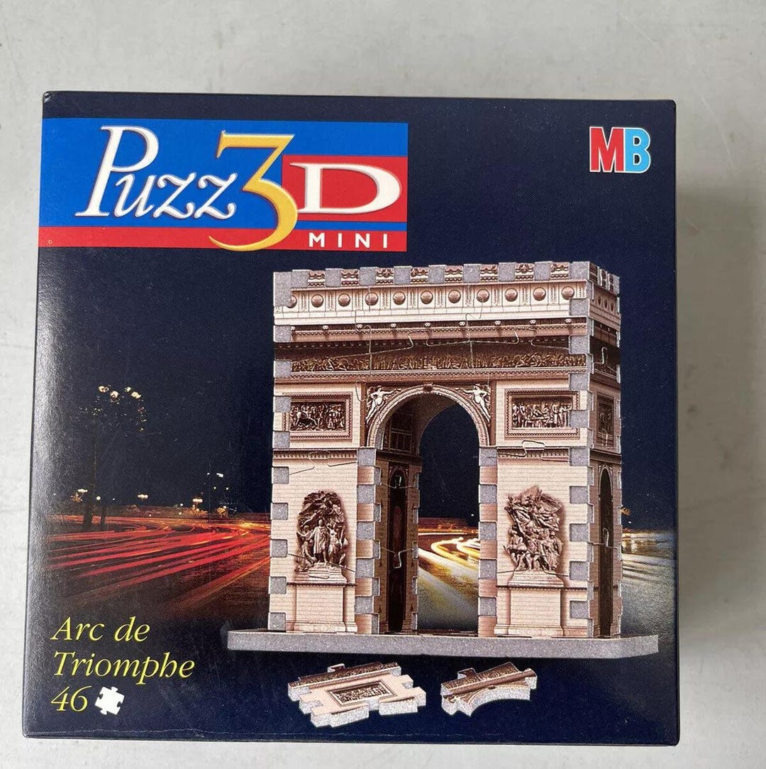 Arc De Triomphe 3D Mini Jigsaw Puzzle Made by Wrebbit Puzz-3d & Milton Bradley, 46 Pieces, Brand ...