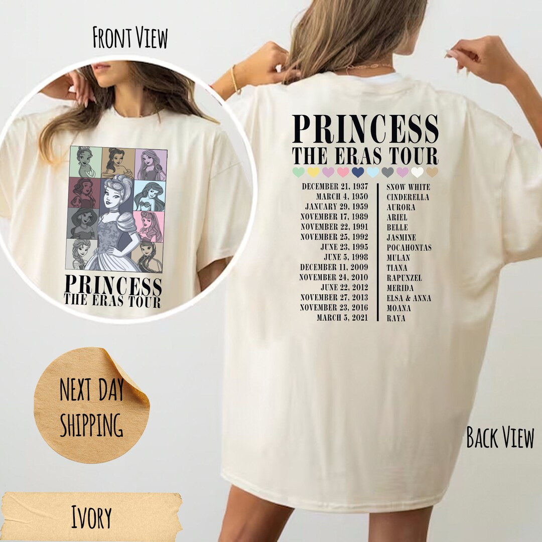 Princess Eras Tour Comfort Colors Shirt, Disney Princess Tour Tee ...