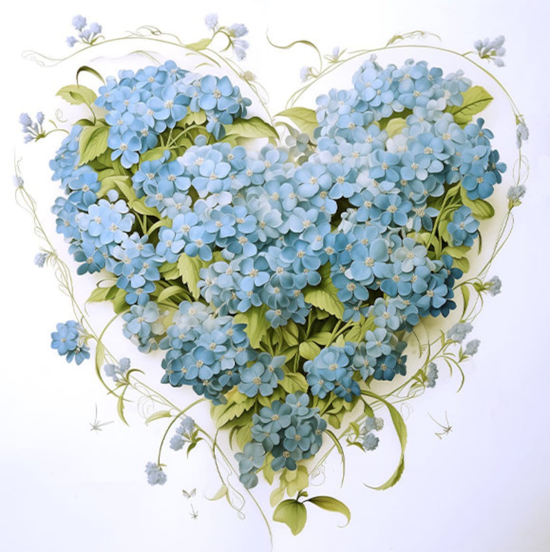 Forget-me-nots Heart of Memories. Instant Download Digital Illustration ...