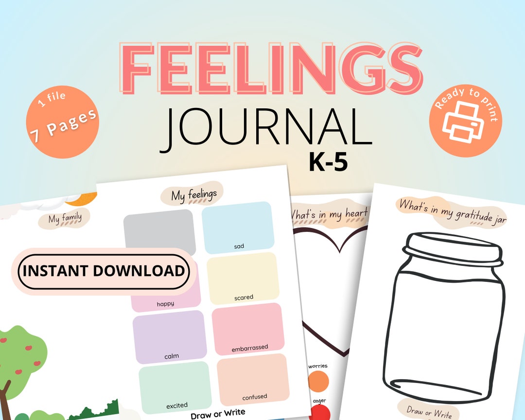 Kids Feelings and Gratitude Journal Pages, PDF Boys and Girls ...