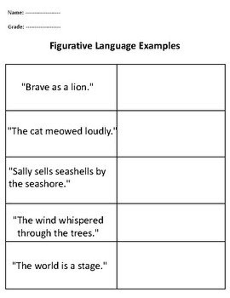 Figurative Language Cut &paste Activity 3-5 Grade - Etsy