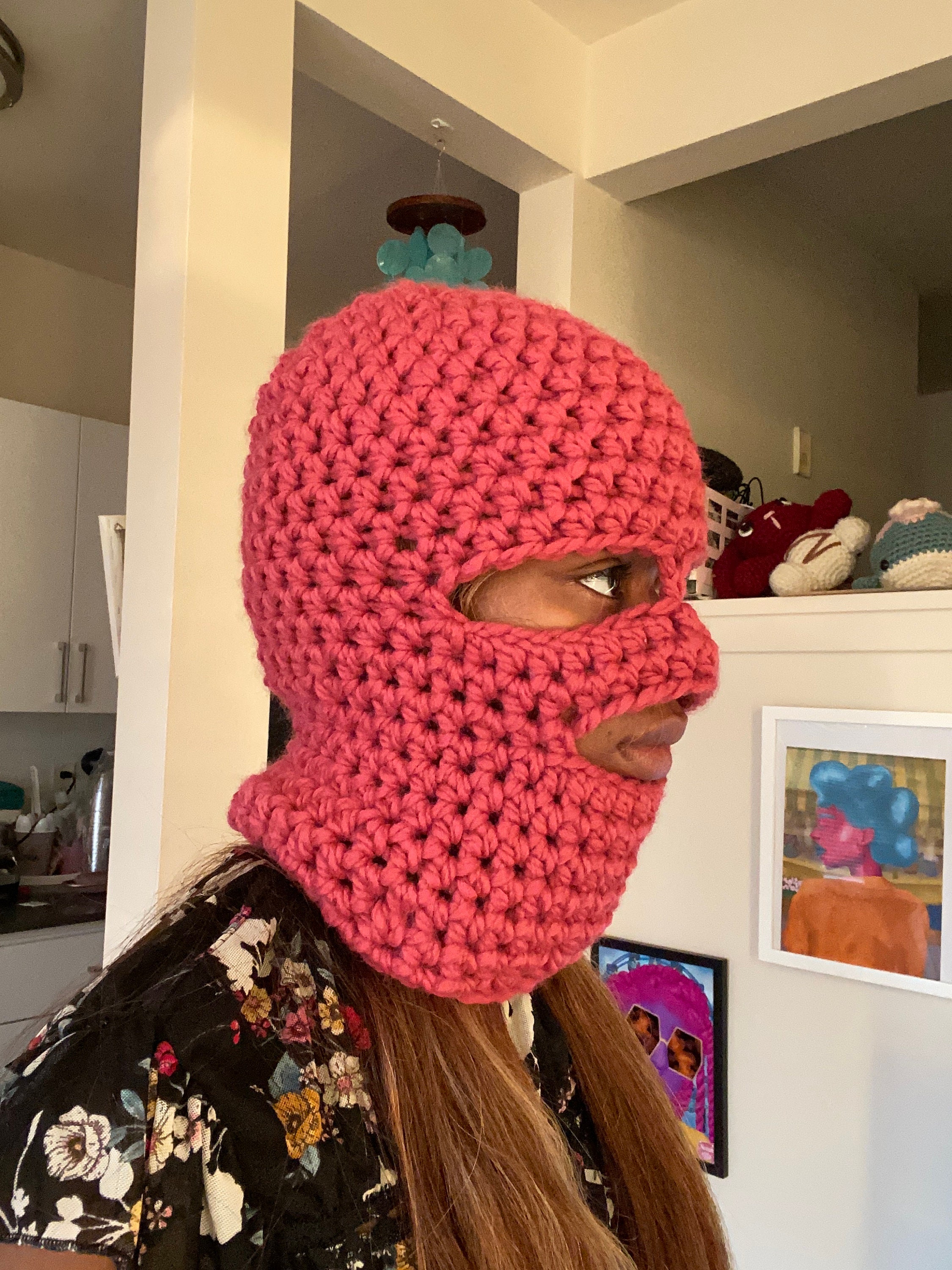 Cat Eye With Optional Mouth Hole Ski Mask Crochet Unique Balaclava ...