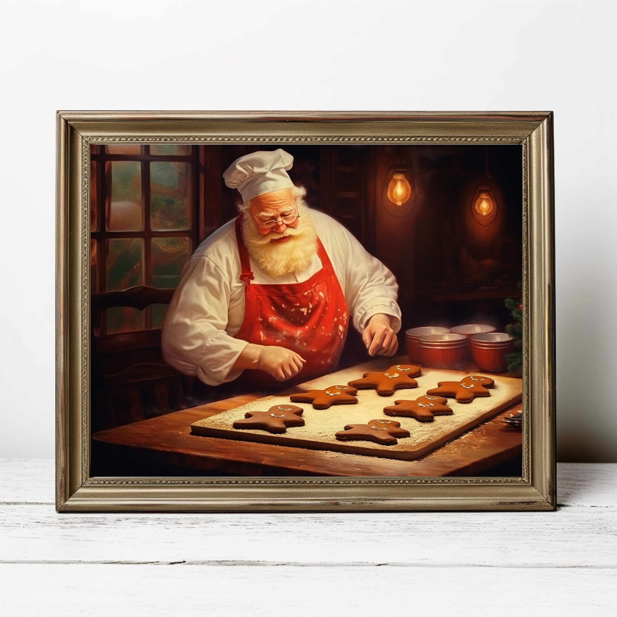 Vintage Santa Painting | Printable Digital Vintage Christmas Wall Art ...